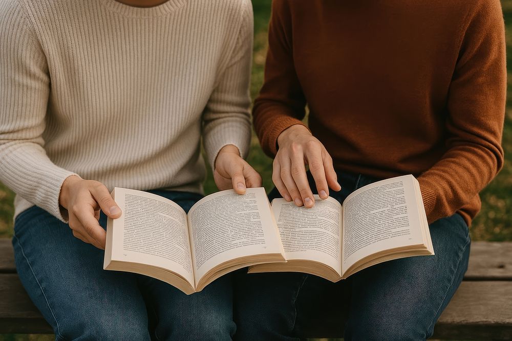 Two people reading books together | Free Photo - rawpixel