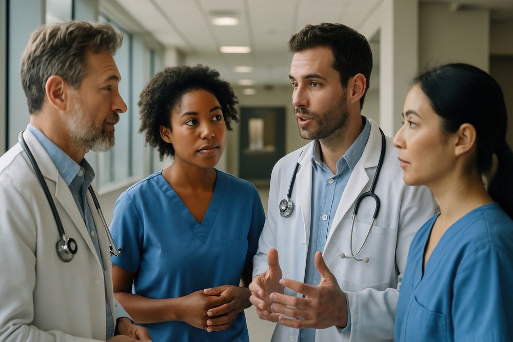 Medical professionals discussing together. | Free Photo - rawpixel