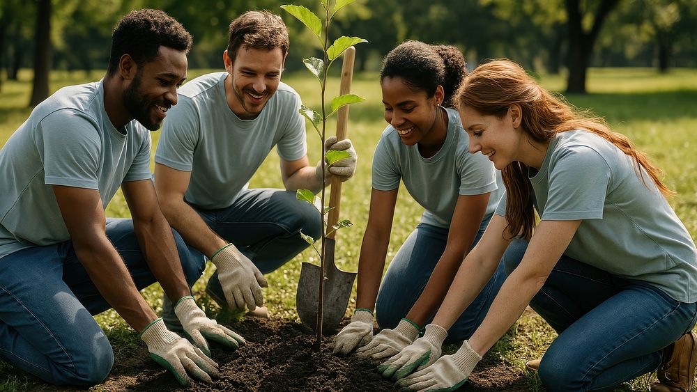 Team planting tree outdoors | Free Photo - rawpixel