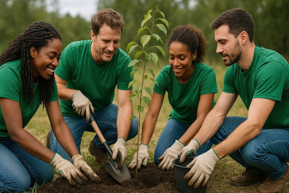 Team planting tree together outdoors | Free Photo - rawpixel