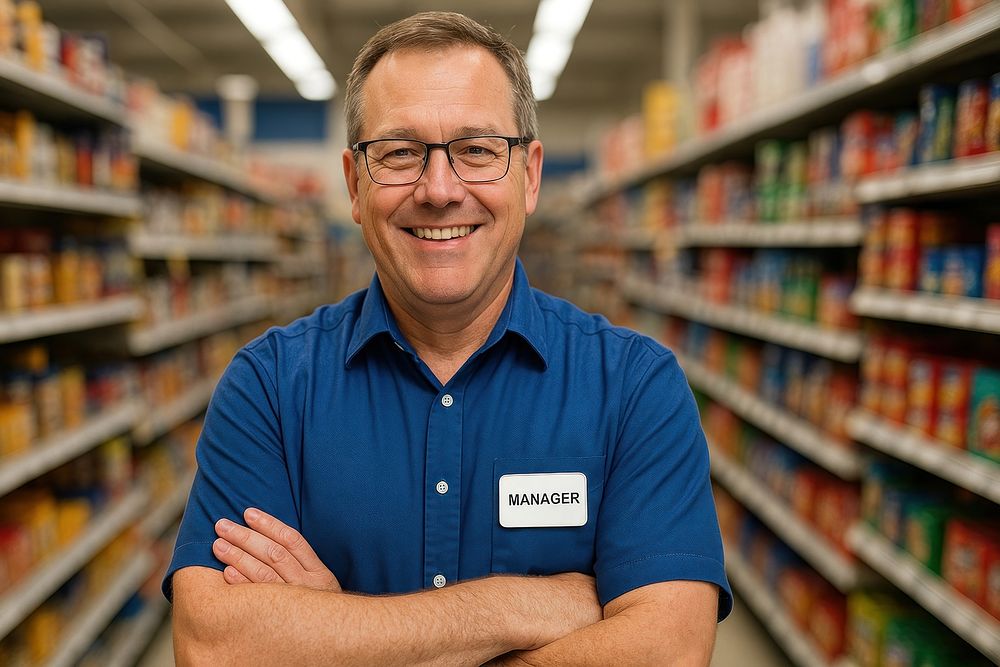 Grocery store manager smiling confidently. | Free Photo - rawpixel