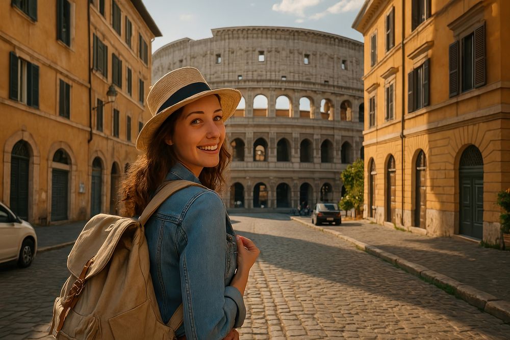 Traveler exploring historic Roman architecture. | Free Photo - rawpixel