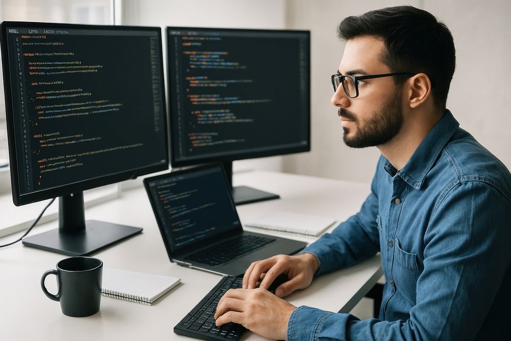 Focused programmer coding efficiently. | Free Photo - rawpixel
