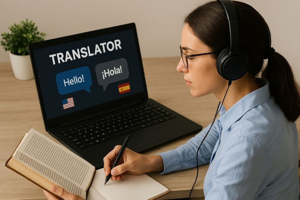 Translator working with languages. | Free Photo - rawpixel