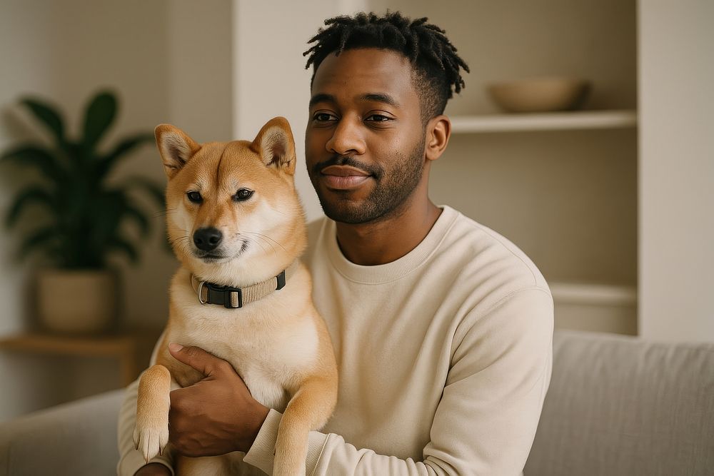 Man embraces loyal Shiba Inu. | Free Photo - rawpixel