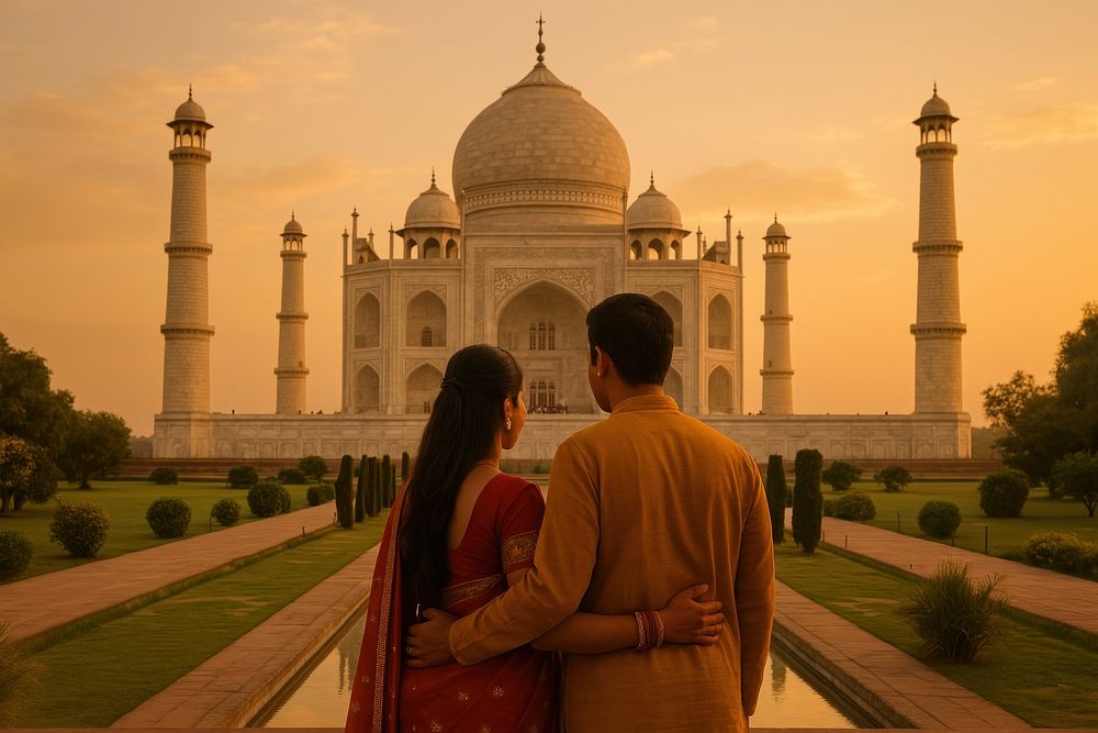 Romantic couple at Taj Mahal | Free Photo - rawpixel