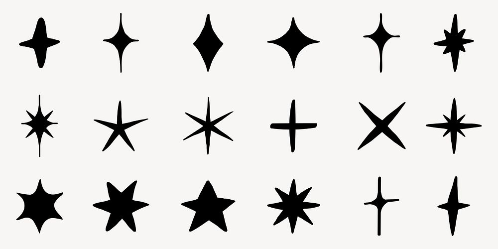 Set black star shapes various | Premium Vector - rawpixel