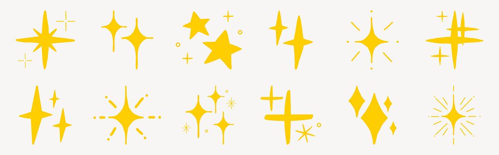Yellow star sparkle icons various | Premium Vector - rawpixel