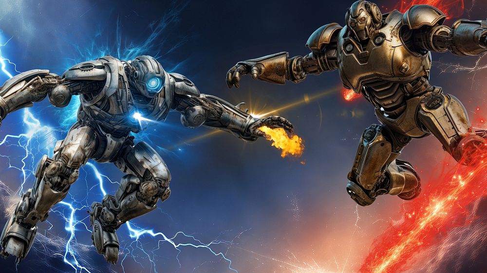 Futuristic robotic battle scene | Premium Photo Illustration - rawpixel