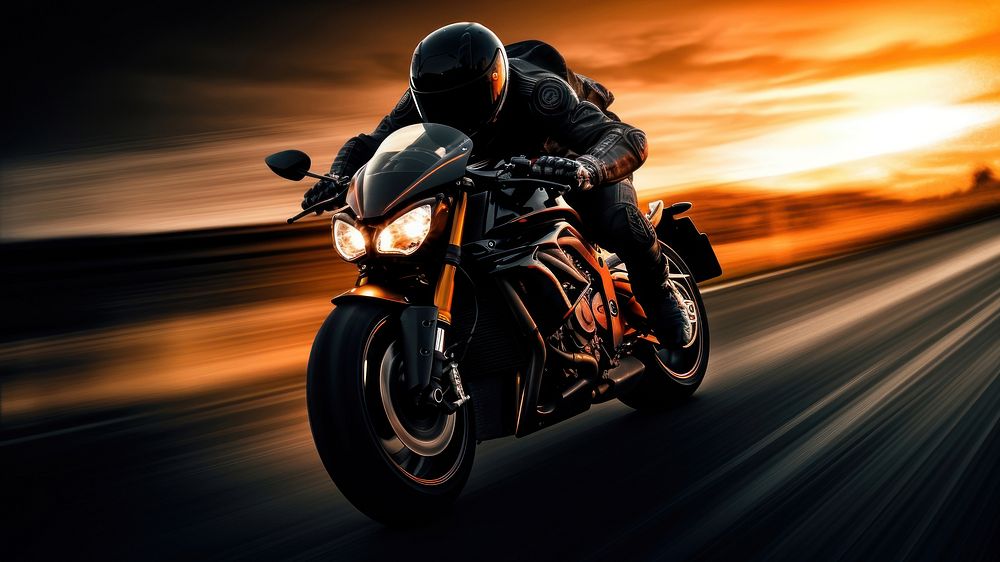 Dynamic motorcycle racing sunset | Free Photo - rawpixel