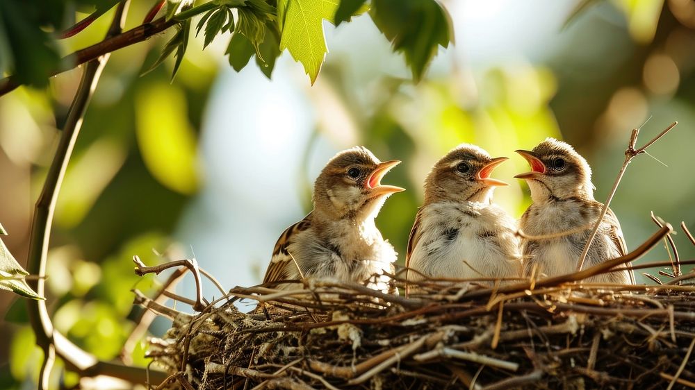Chirping birds in sunny nest | Free Photo - rawpixel