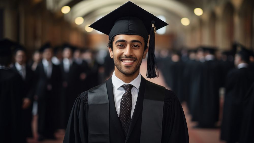 Graduate smiling in academic attire | Free Photo - rawpixel
