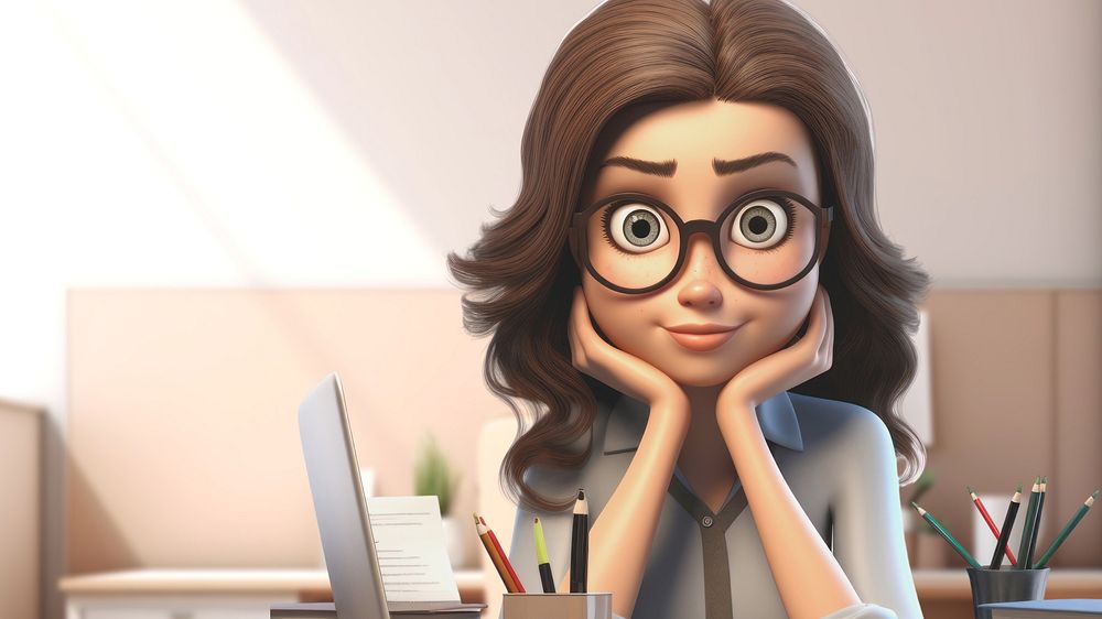 Animated character at work desk | Premium Photo Illustration - rawpixel