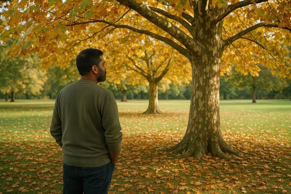 Man admiring autumn trees | Free Photo - rawpixel