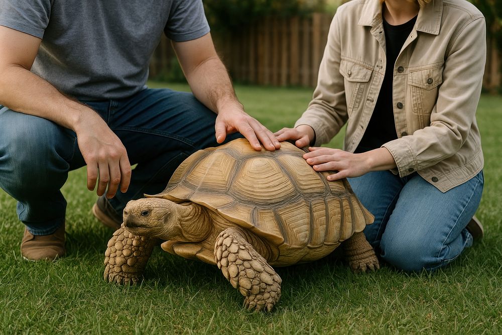 Tortoise with people outdoors. | Free Photo - rawpixel
