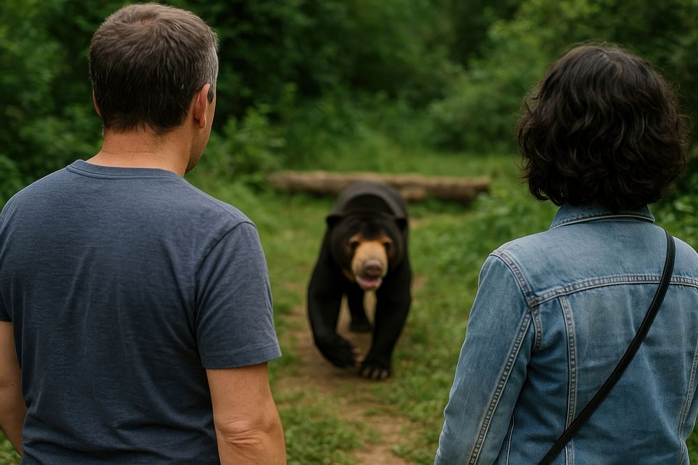 Bear encounter in forest path | Free Photo - rawpixel
