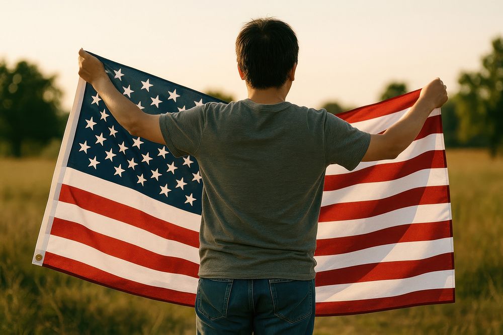Patriotic person holding flag | Free Photo - rawpixel