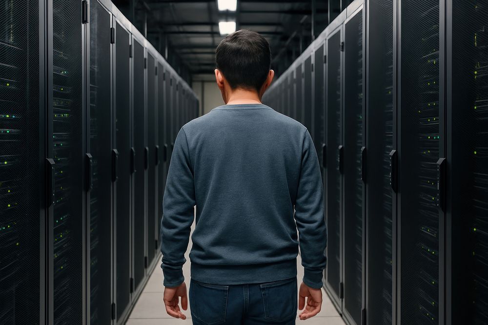 Man in data center aisle | Free Photo - rawpixel