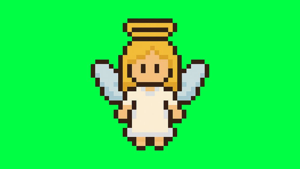 Pixelated angel with wings, halo | Free Photo - rawpixel