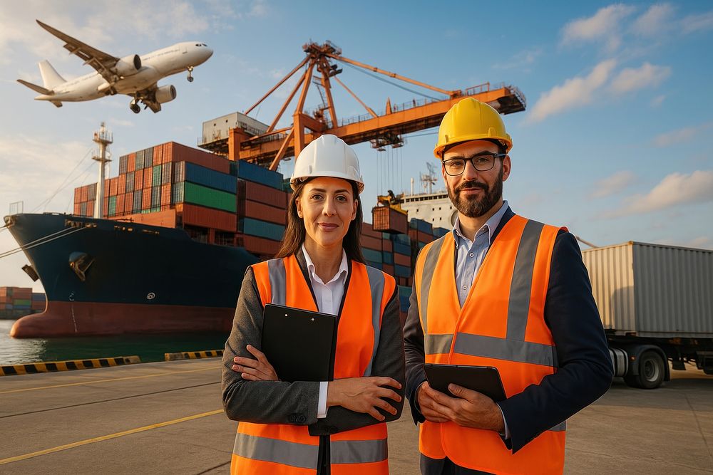 Logistics professionals overseeing cargo | Free Photo - rawpixel