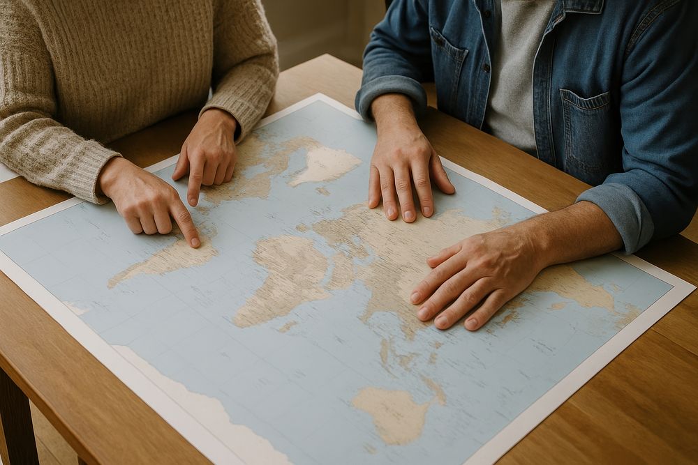 Exploring world map together. | Free Photo - rawpixel
