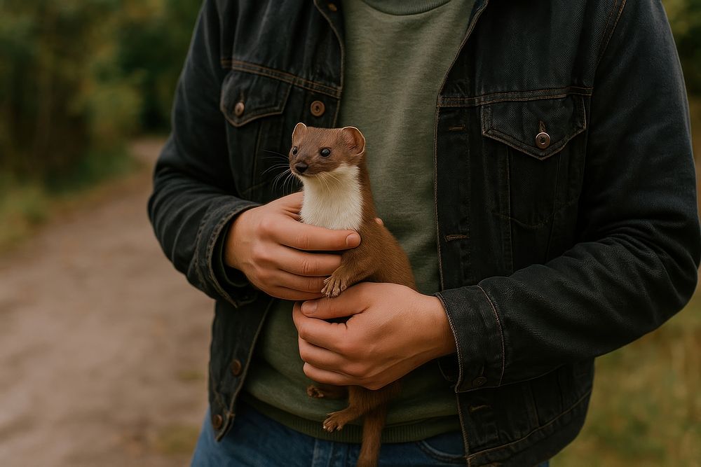 Man holding small weasel outdoors | Free Photo - rawpixel