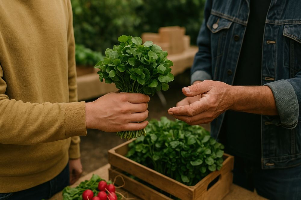 Fresh produce exchange at market | Free Photo - rawpixel