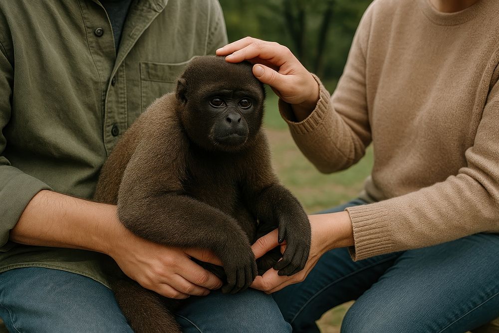 Gentle monkey held by humans | Free Photo - rawpixel