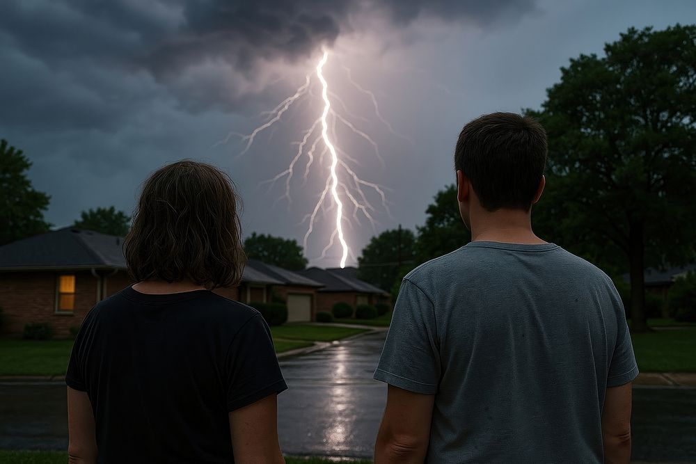 Couple watching dramatic lightning | Free Photo - rawpixel