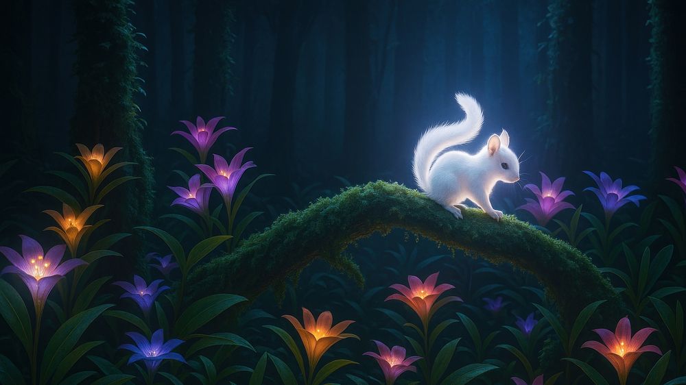 Enchanted forest glowing squirrel | Free Photo Illustration - rawpixel