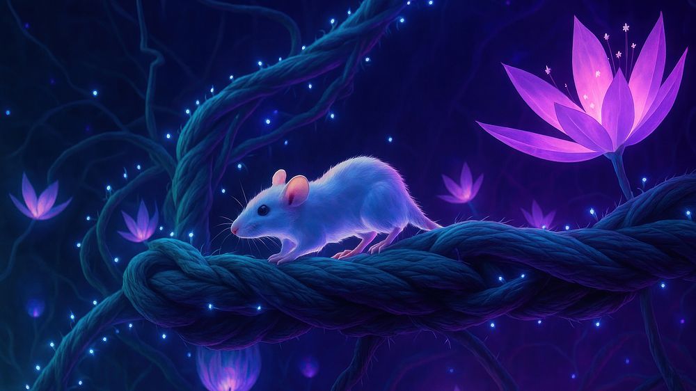 Mystical mouse on glowing vine | Free Photo Illustration - rawpixel
