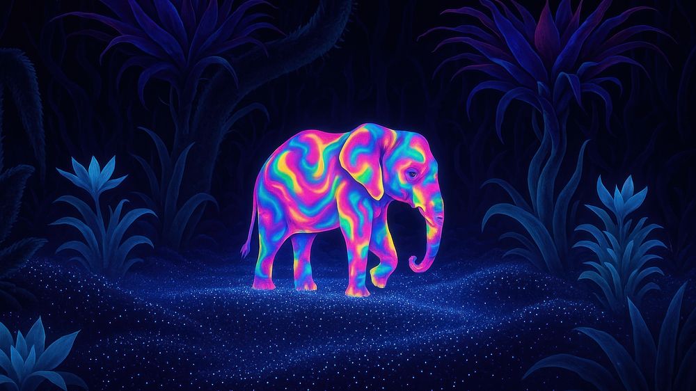 Vibrant neon elephant illustration | Free Photo Illustration - rawpixel