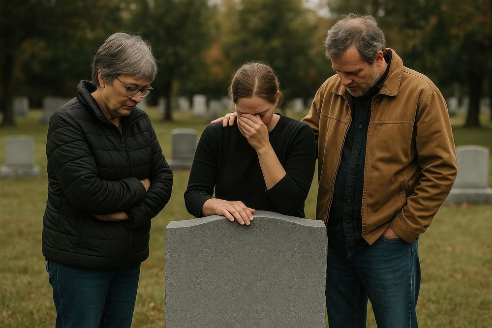 Grieving family at cemetery. | Free Photo - rawpixel