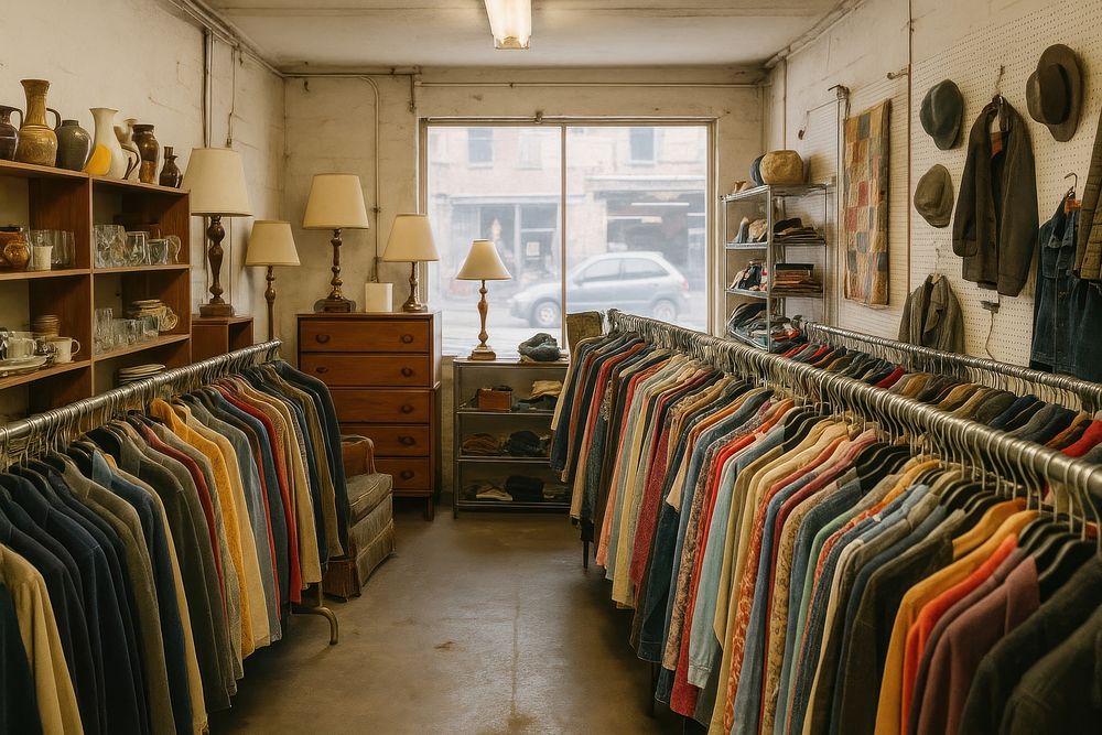 Vintage thrift store clothing racks | Free Photo - rawpixel