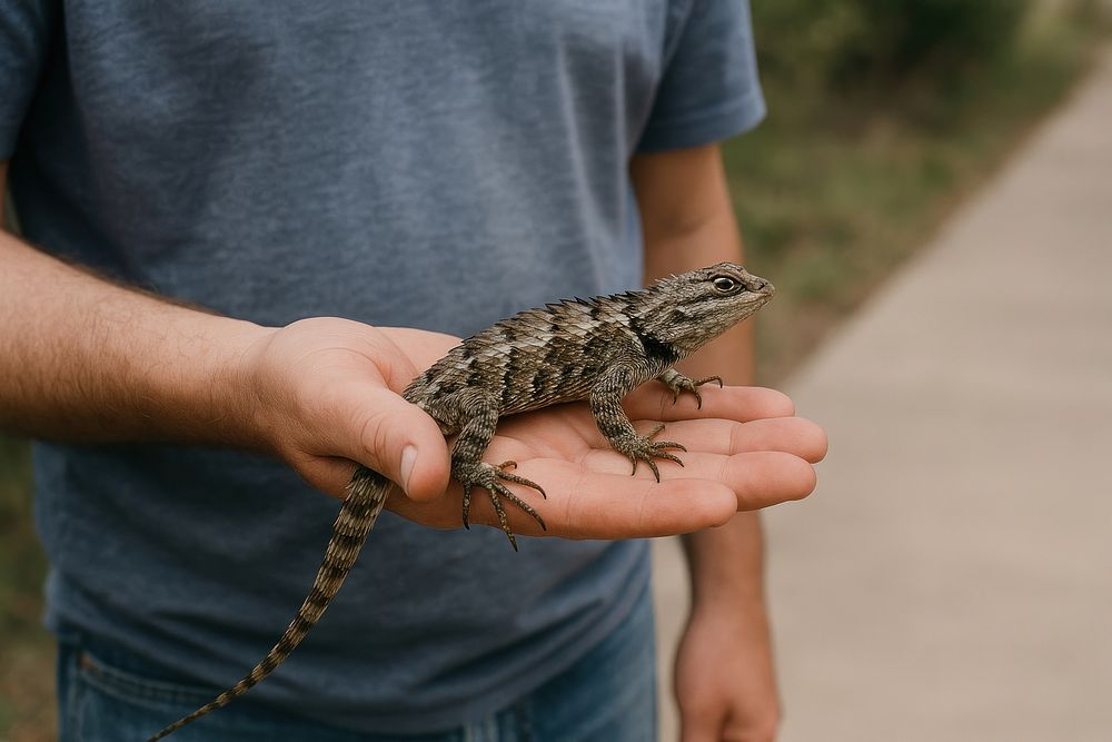 Man holding spiny lizard gently | Free Photo - rawpixel