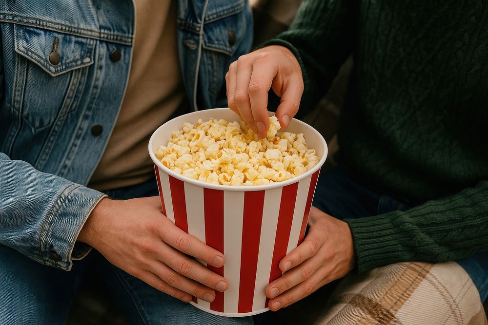 Sharing popcorn during movie night | Free Photo - rawpixel
