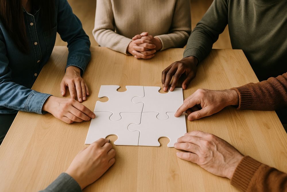 Teamwork solving puzzle together. | Free Photo - rawpixel