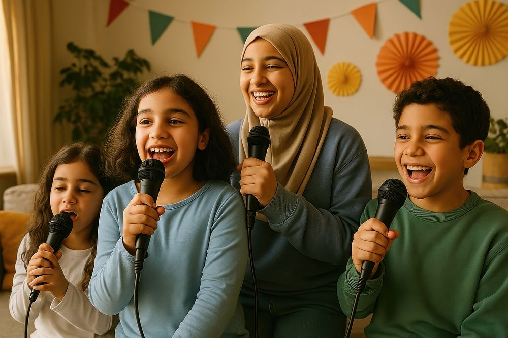 Joyful family karaoke session | Free Photo - rawpixel