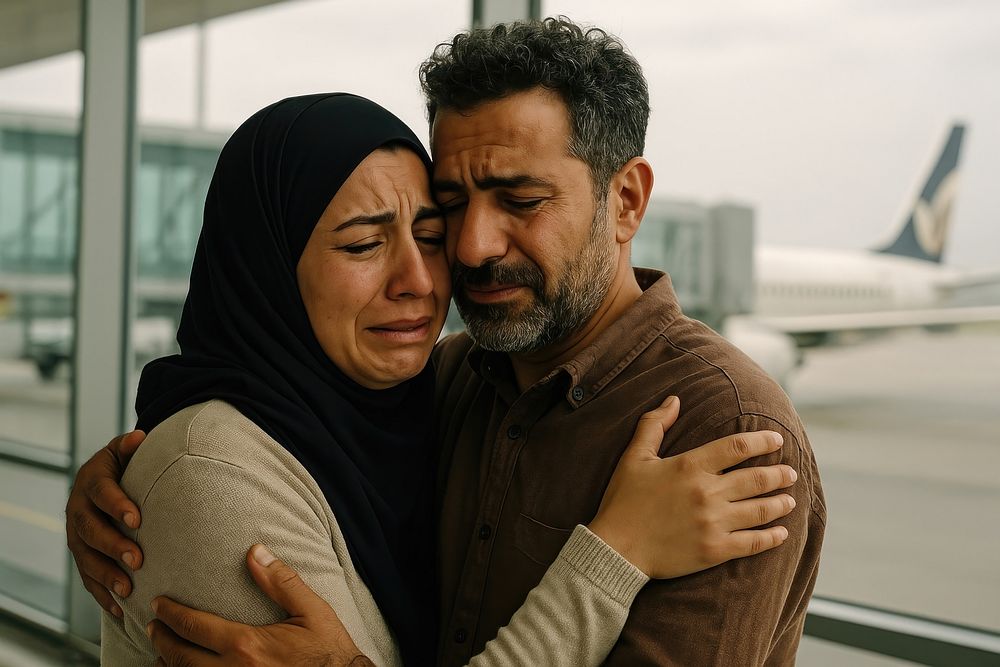 Emotional airport farewell embrace | Free Photo - rawpixel