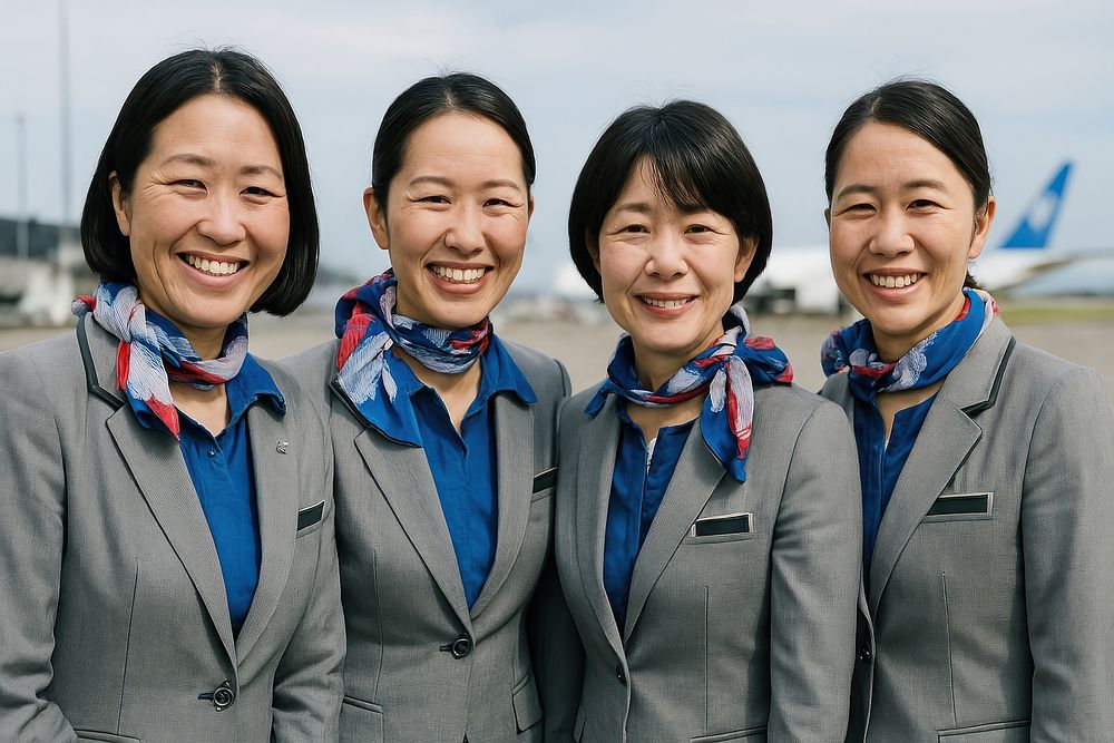 Airline crew smiling together outdoors | Free Photo - rawpixel