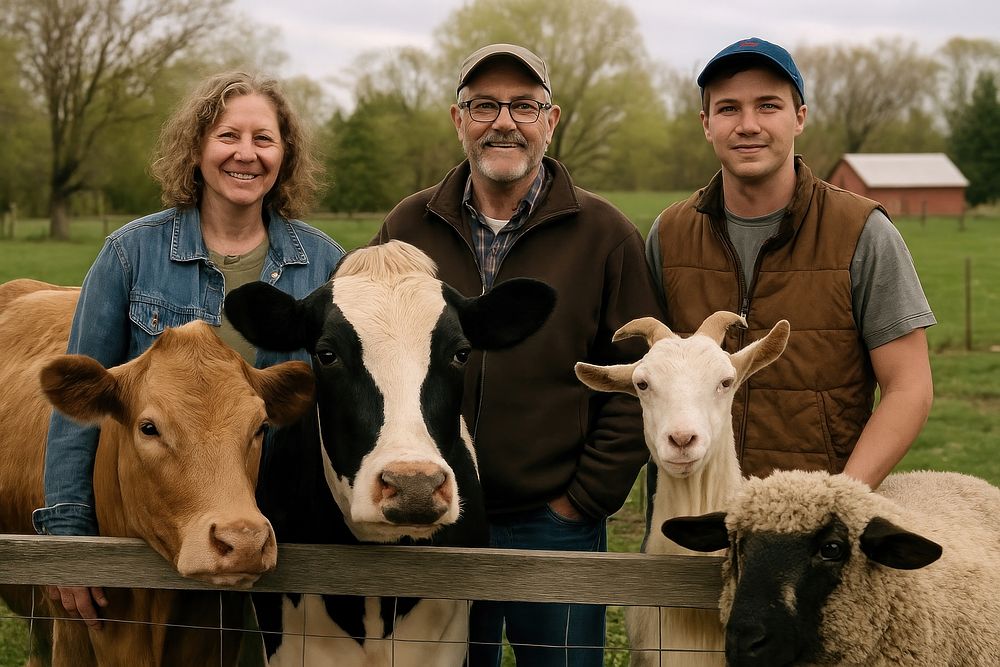 Farmers with cows, goat, sheep | Free Photo - rawpixel