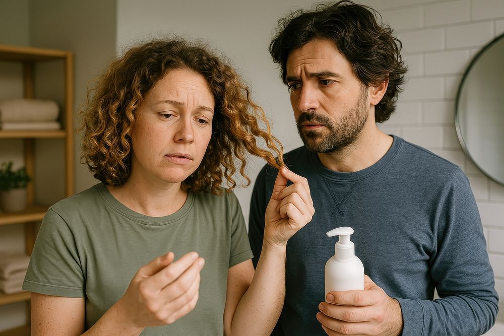 Concerned couple examining hair. | Free Photo - rawpixel