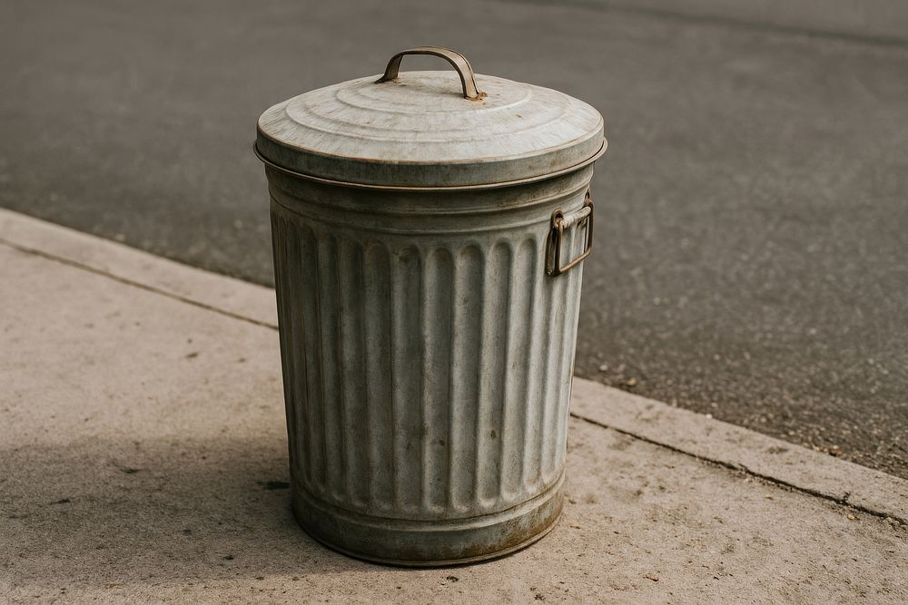 Vintage metal trash can street | Free Photo - rawpixel