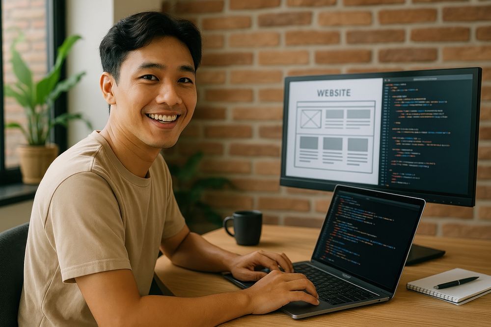 Web developer coding joyfully. | Free Photo - rawpixel