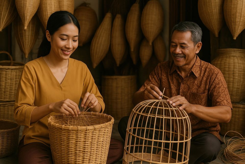 Crafting traditional woven baskets together. | Free Photo - rawpixel