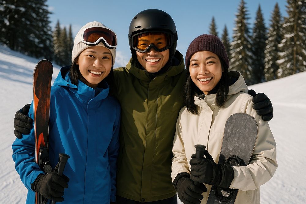 Friends enjoying snowy adventure | Free Photo - rawpixel