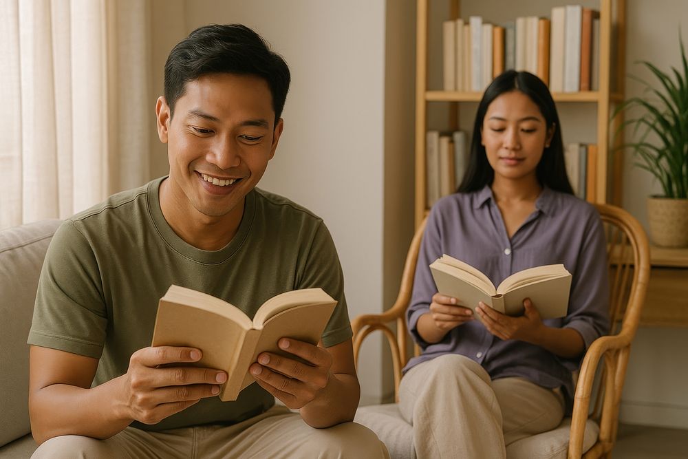 Couple reading books together peacefully | Free Photo - rawpixel