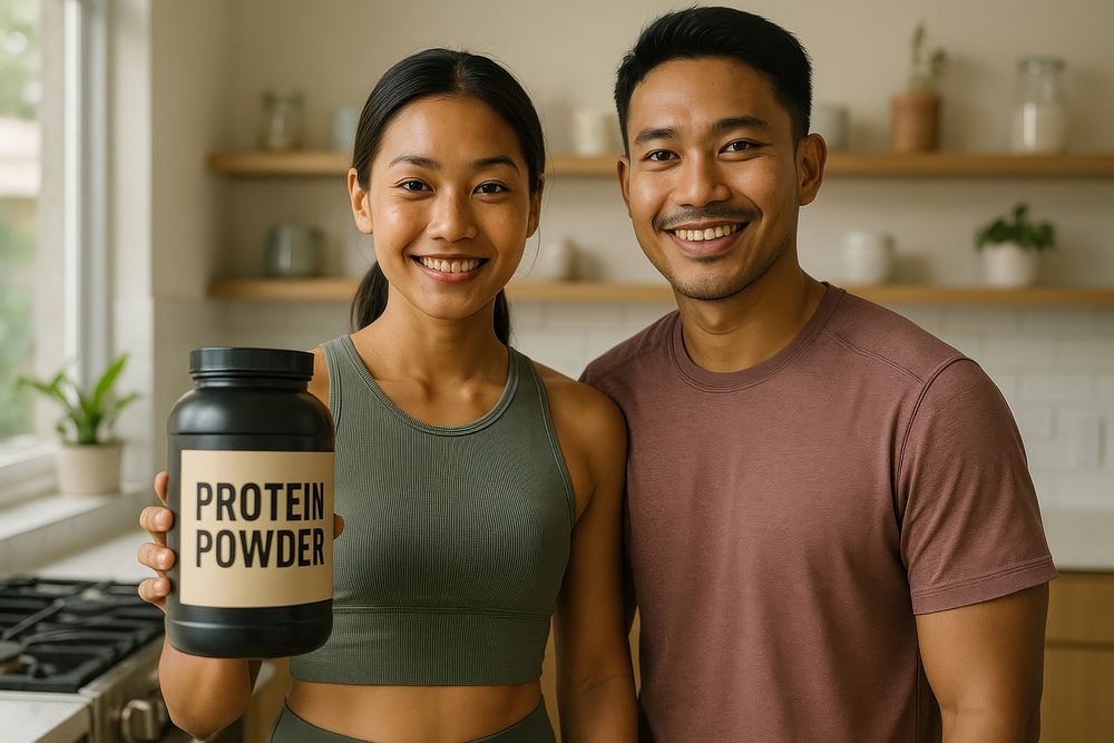 Healthy couple promoting protein. | Free Photo - rawpixel