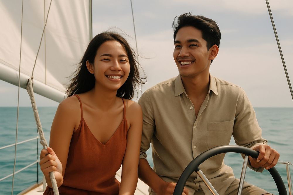 Joyful couple sailing adventure | Free Photo - rawpixel