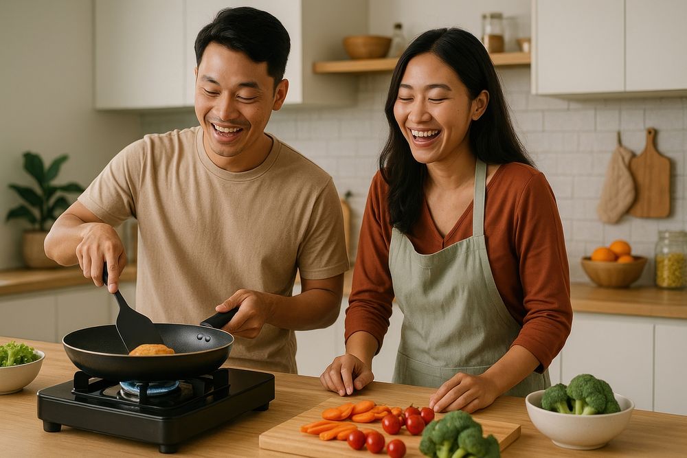 Couple cooking healthy meal. | Free Photo - rawpixel